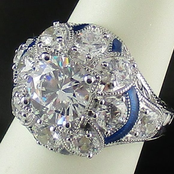 Xavier | Jewelry | Xavier 39ct Absolute Blue Enamel Floral Ring | Poshmark